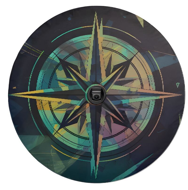 Spare Tire Cover Compass Abstract Colorful for Jeep Ford Bronco ...