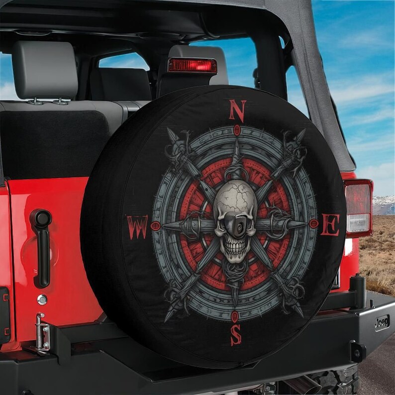Spare Tire Cover Skull Red Compass HALLOWEEN for Bronco G-class Land ...