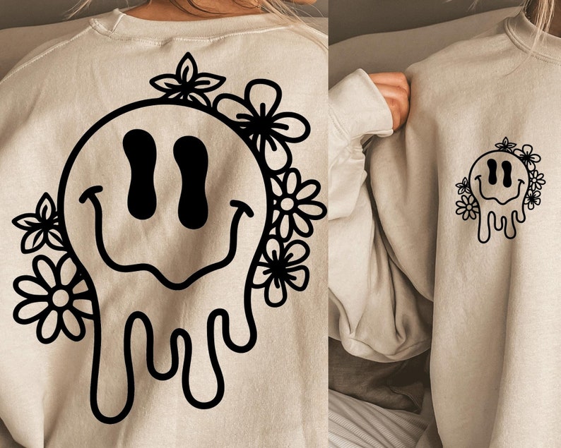 Drippy Smiley SVG PNG L Smiley Face Svg Png L Hippie Svg File L Trendy ...