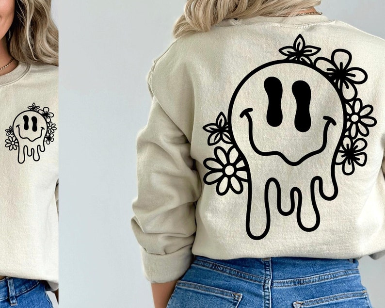 Drippy Smiley SVG PNG L Smiley Face Svg Png L Hippie Svg File L Trendy ...