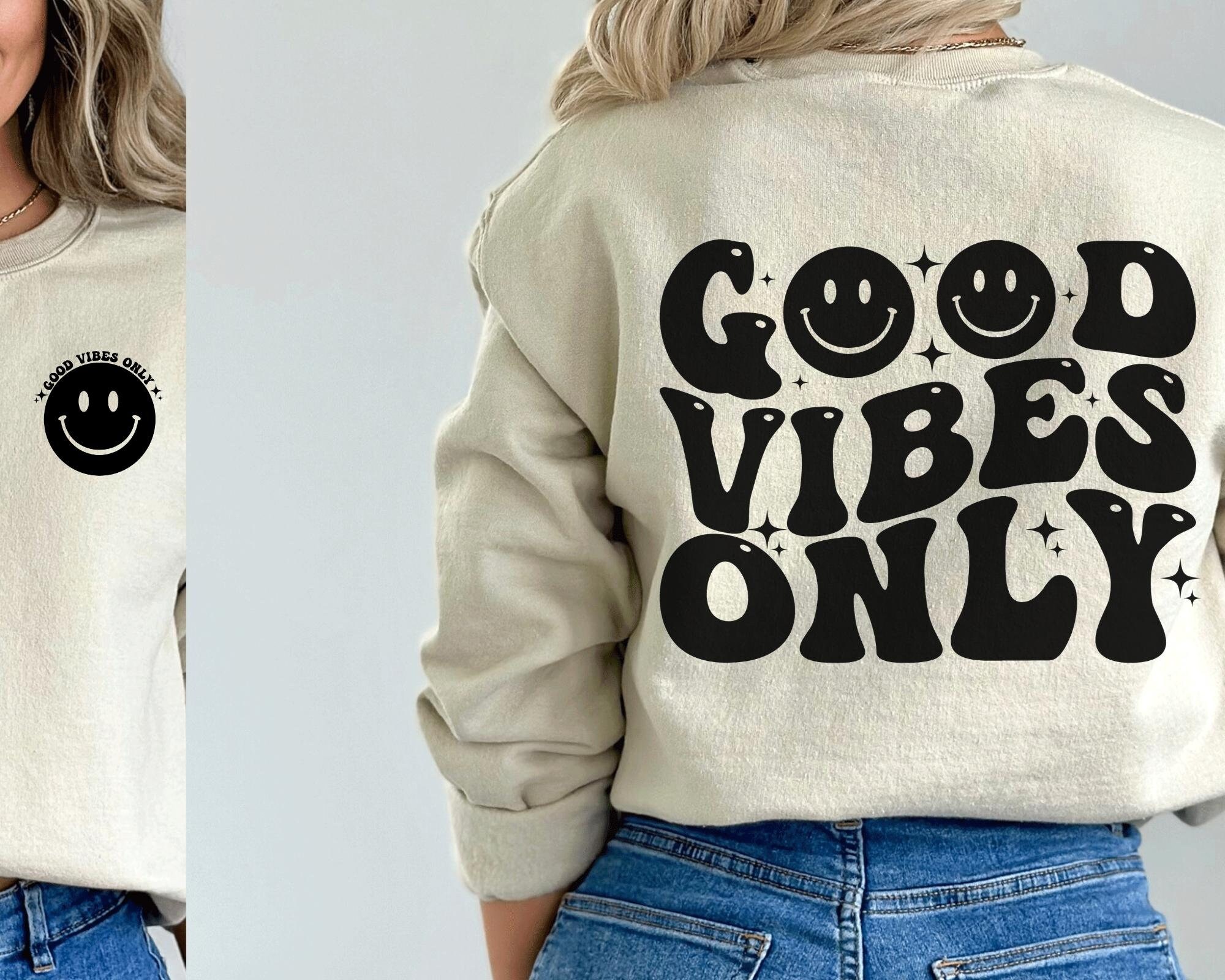Good Vibes Only SVG, Retro Wavy Text SVG, Happy Face, Hippie SVG ...
