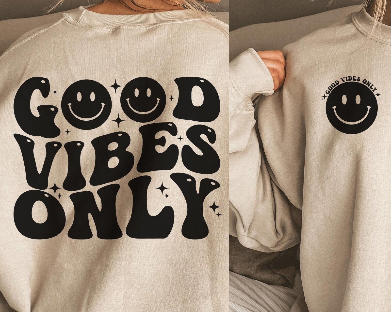 Good Vibes Only SVG, Retro Wavy Text SVG, Happy Face, Hippie SVG ...