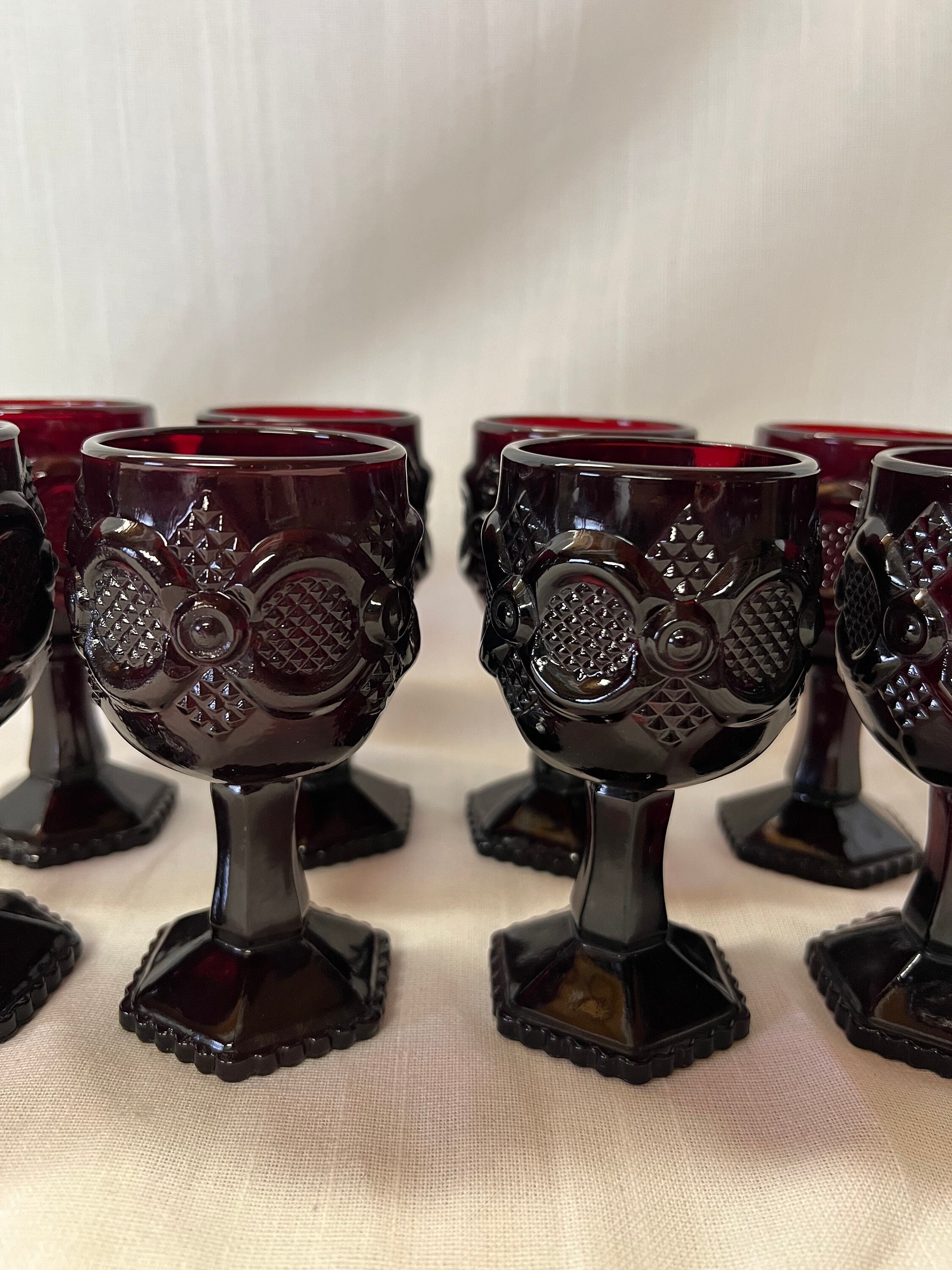 Vintage Avon 1876 Cape Cod Collection Ruby Red Small Goblets - Set of 8 ...