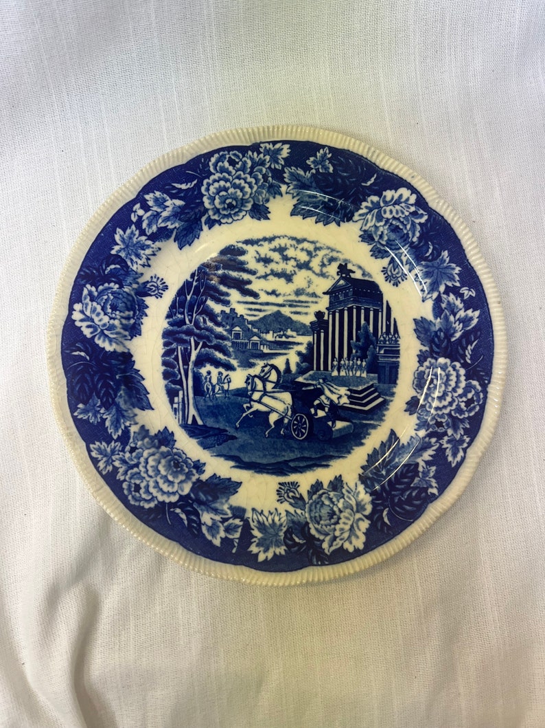 Vintage HB Japan Flow Blue China Plate With Greek Roman Chariot - Etsy