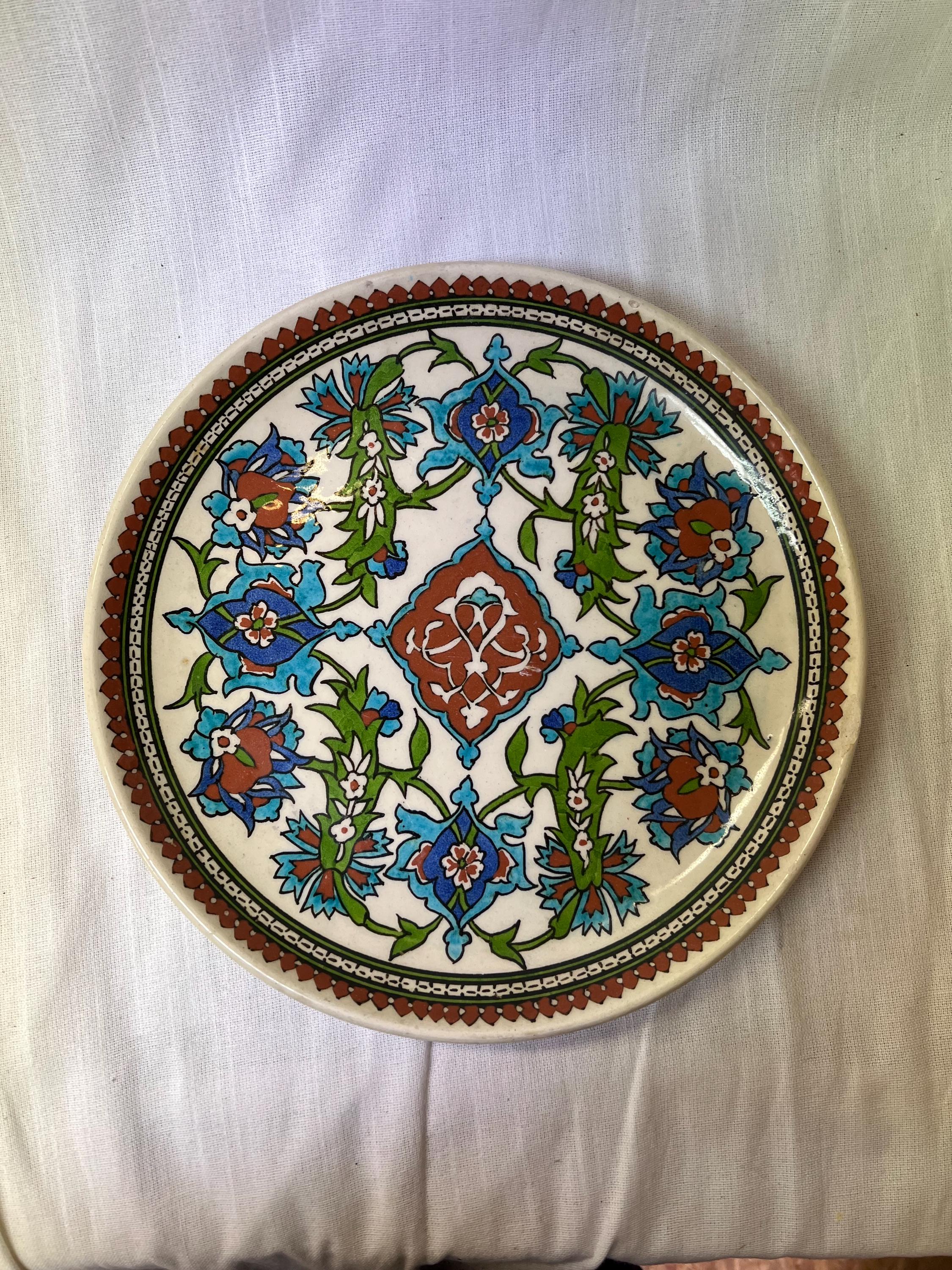 Antique Persian Enameled Decorative Plate – Hand-painted Horsemen ...