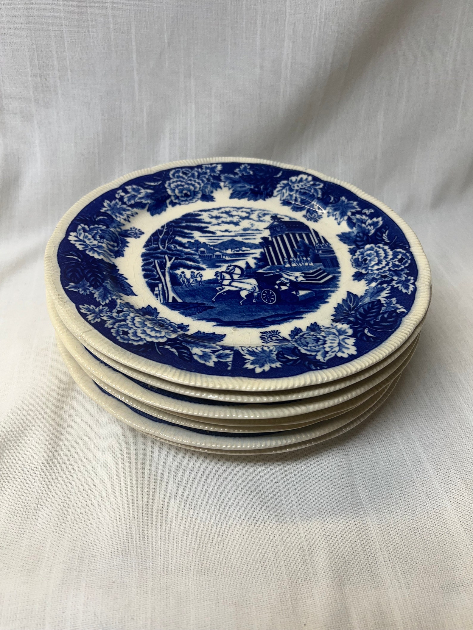 Vintage HB Japan Flow Blue China Plate With Greek Roman Chariot - Etsy
