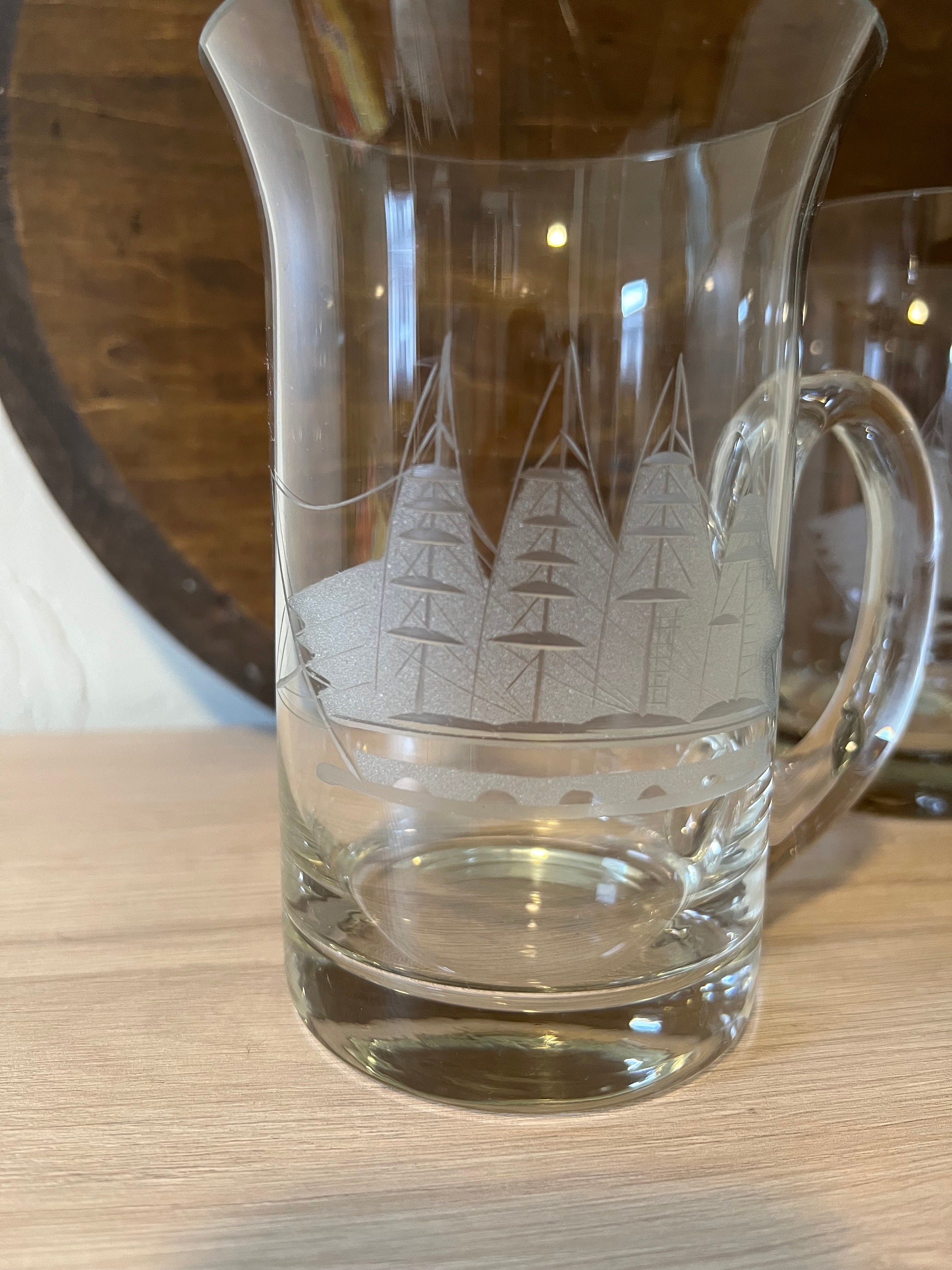 Vintage Etched Nautical Ship Glasses - Etsy
