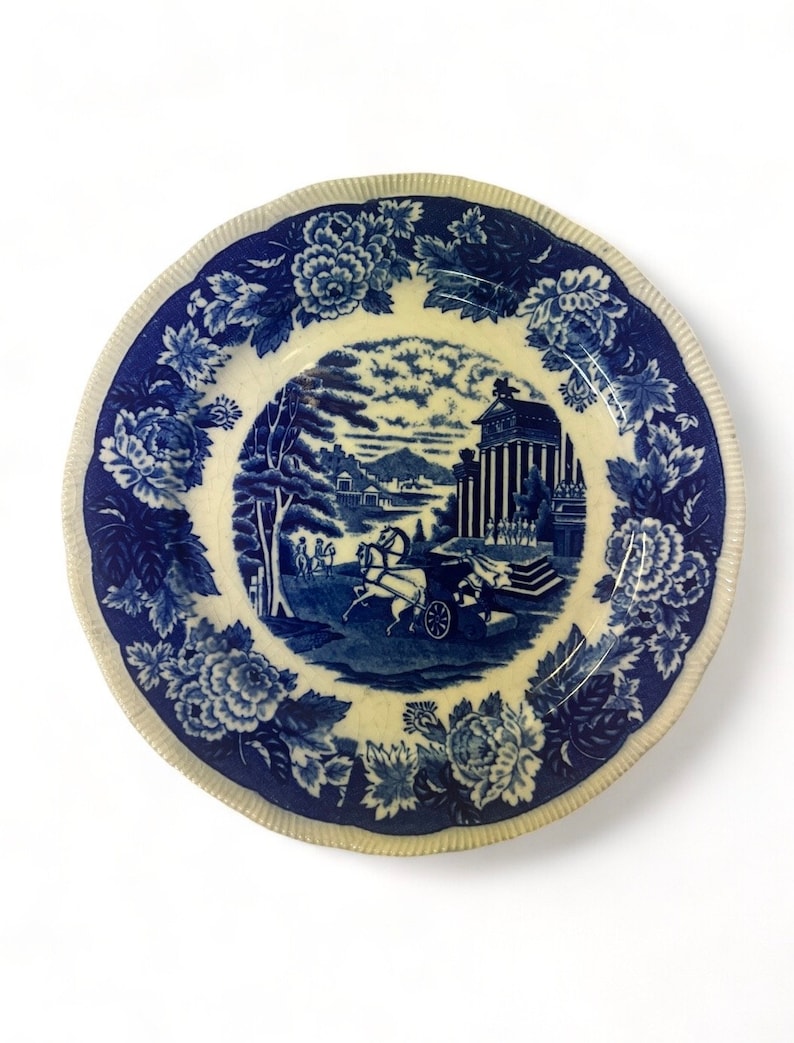 Vintage HB Japan Flow Blue China Plate With Greek Roman Chariot - Etsy