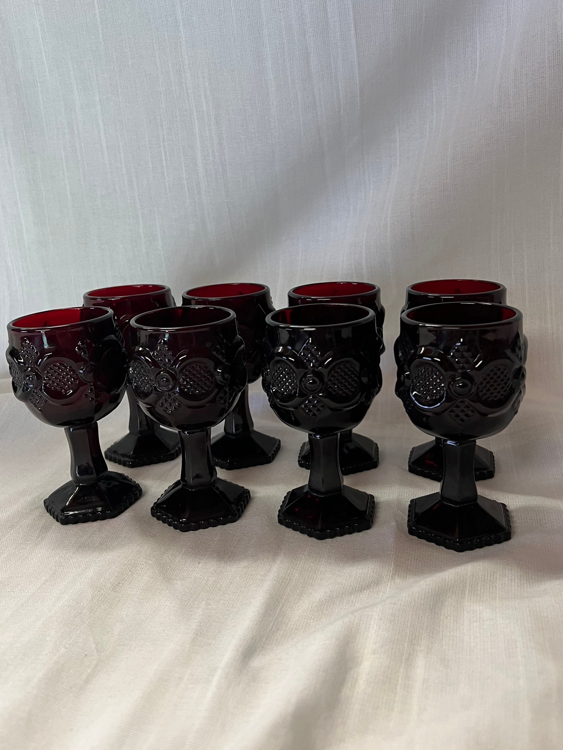 Vintage Avon 1876 Cape Cod Collection Ruby Red Small Goblets - Set of 8 ...