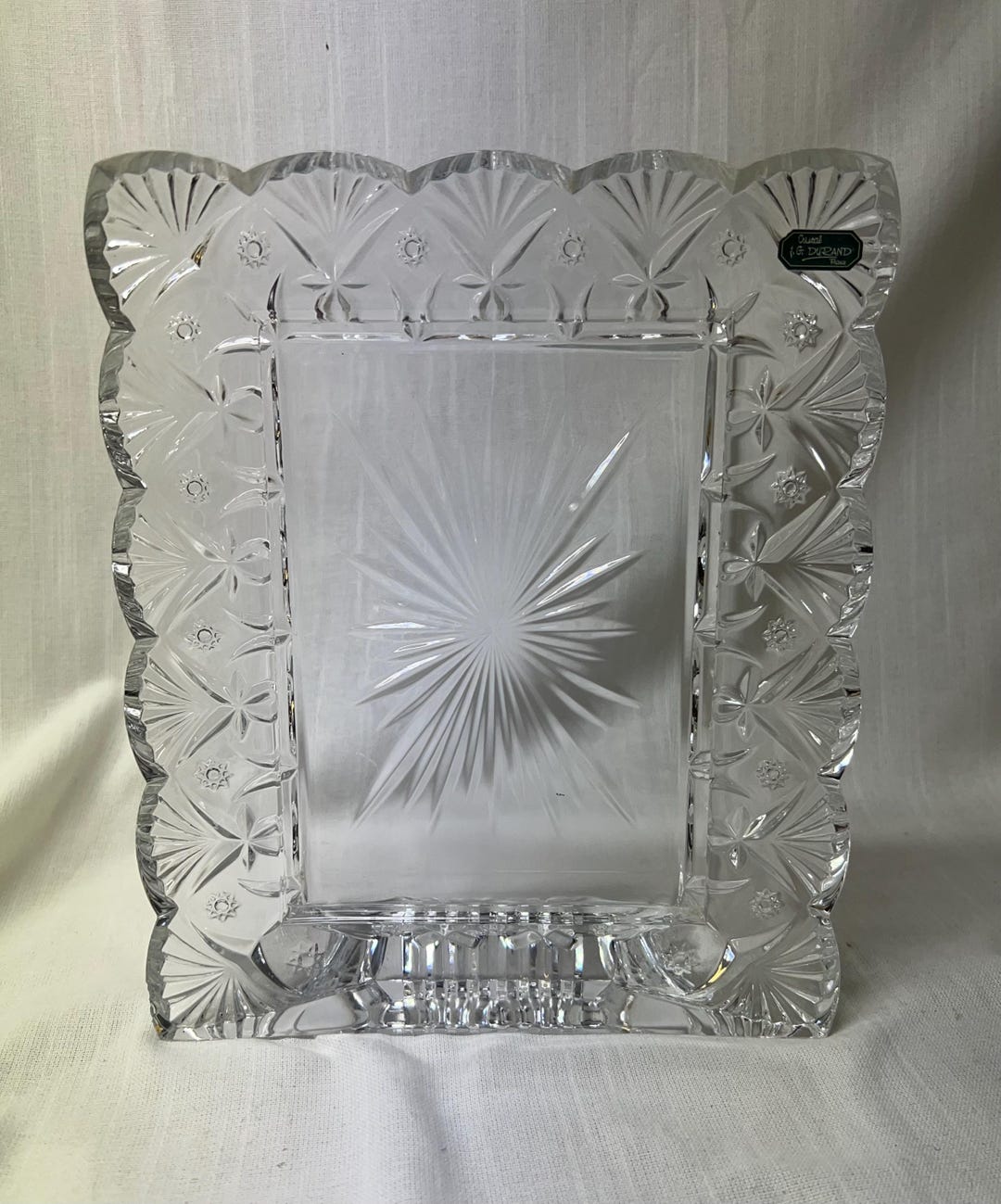 Vintage French Crystal Picture Frame - Elegant Scalloped Edges With ...