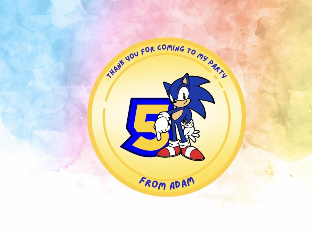 SONIC Stickers Personalised, Themed Birthday Party Stickers, Sonic the ...