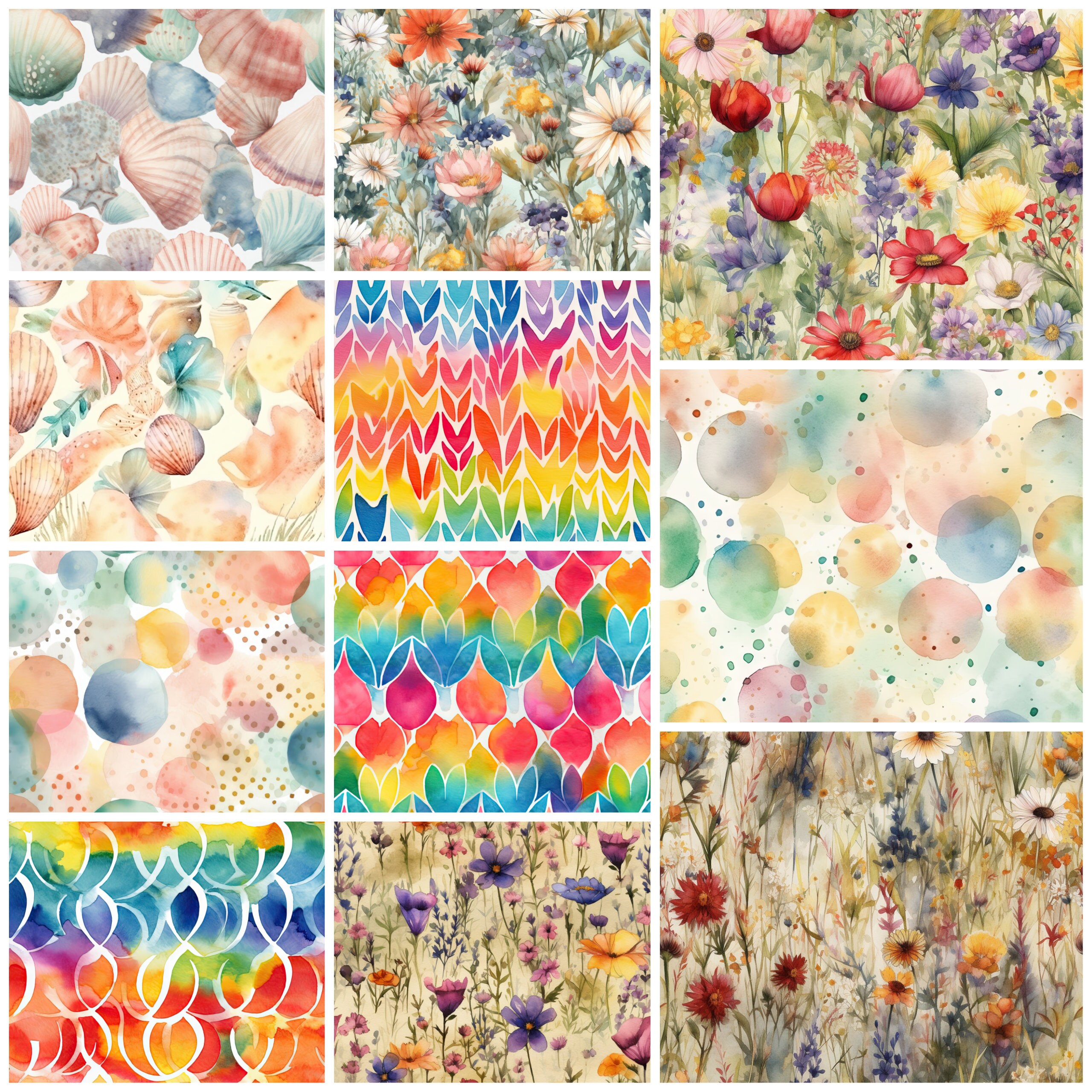 Watercolor Digital Seamless Patterns Bundle - Instant Download - Etsy