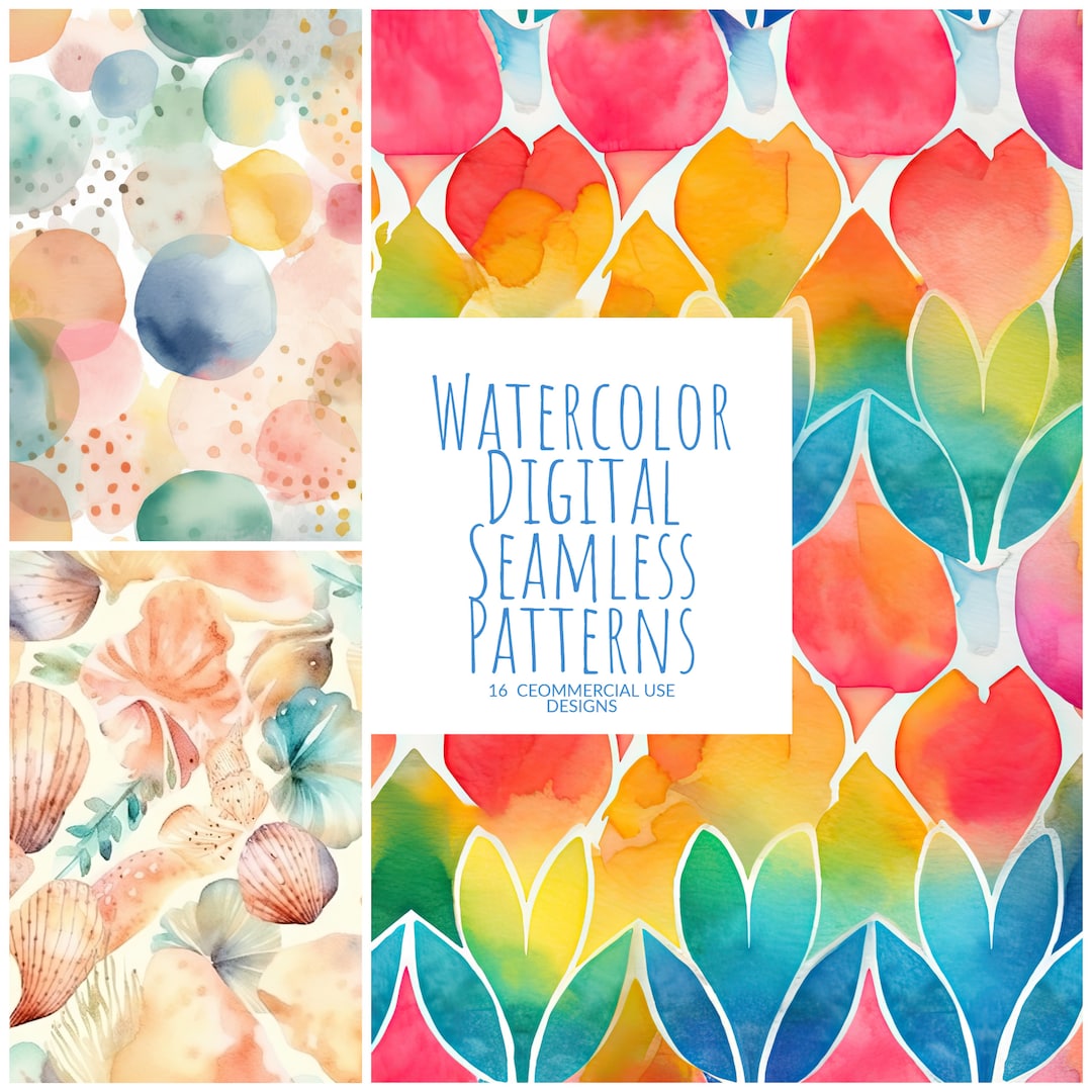 Watercolor Digital Seamless Patterns Bundle - Instant Download - Etsy