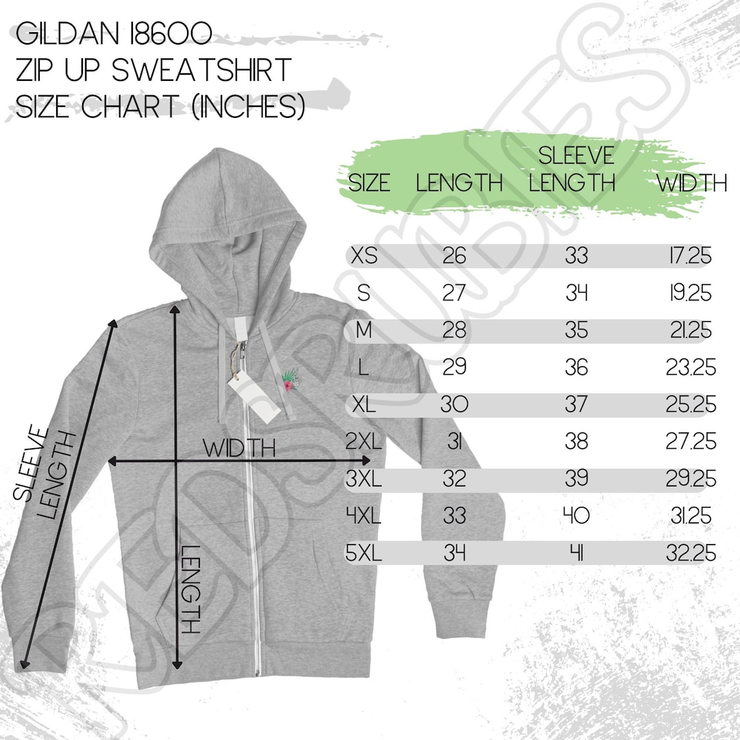 Gildan 18600 Size Chart, Full Zip up Hoodie Sizing Chart - Etsy Gildan 18600 Size Chart, Full Zip up Hoodie Sizing Chart - Etsy