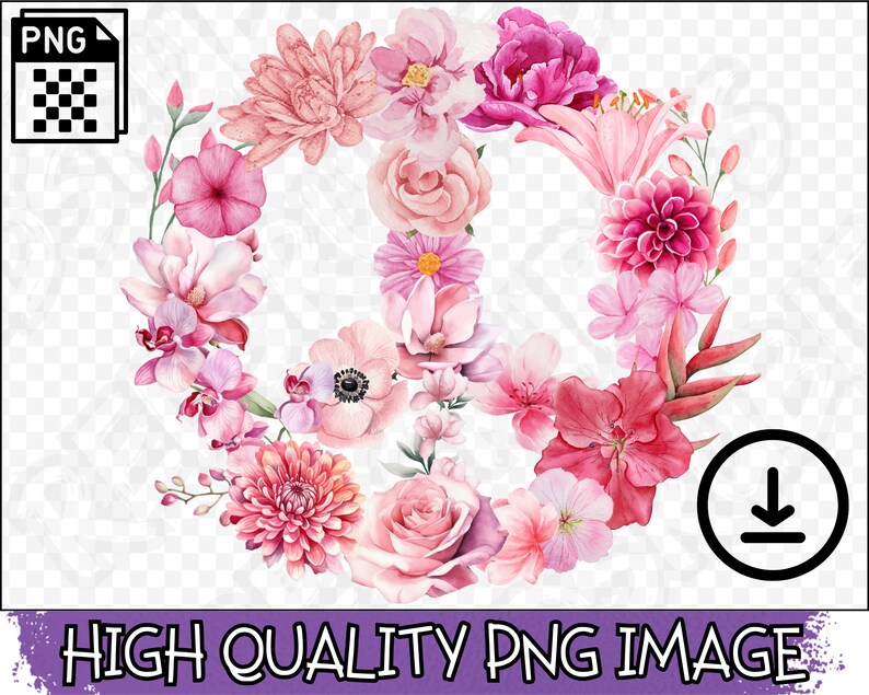 Watercolor Roses Peace Sign PNG Download, Water Color Pink Blush ...