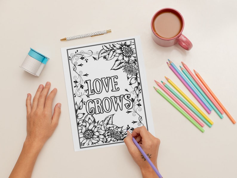 10 Positive Affirmations Coloring Pages, Adult Teen Coloring Sheets ...