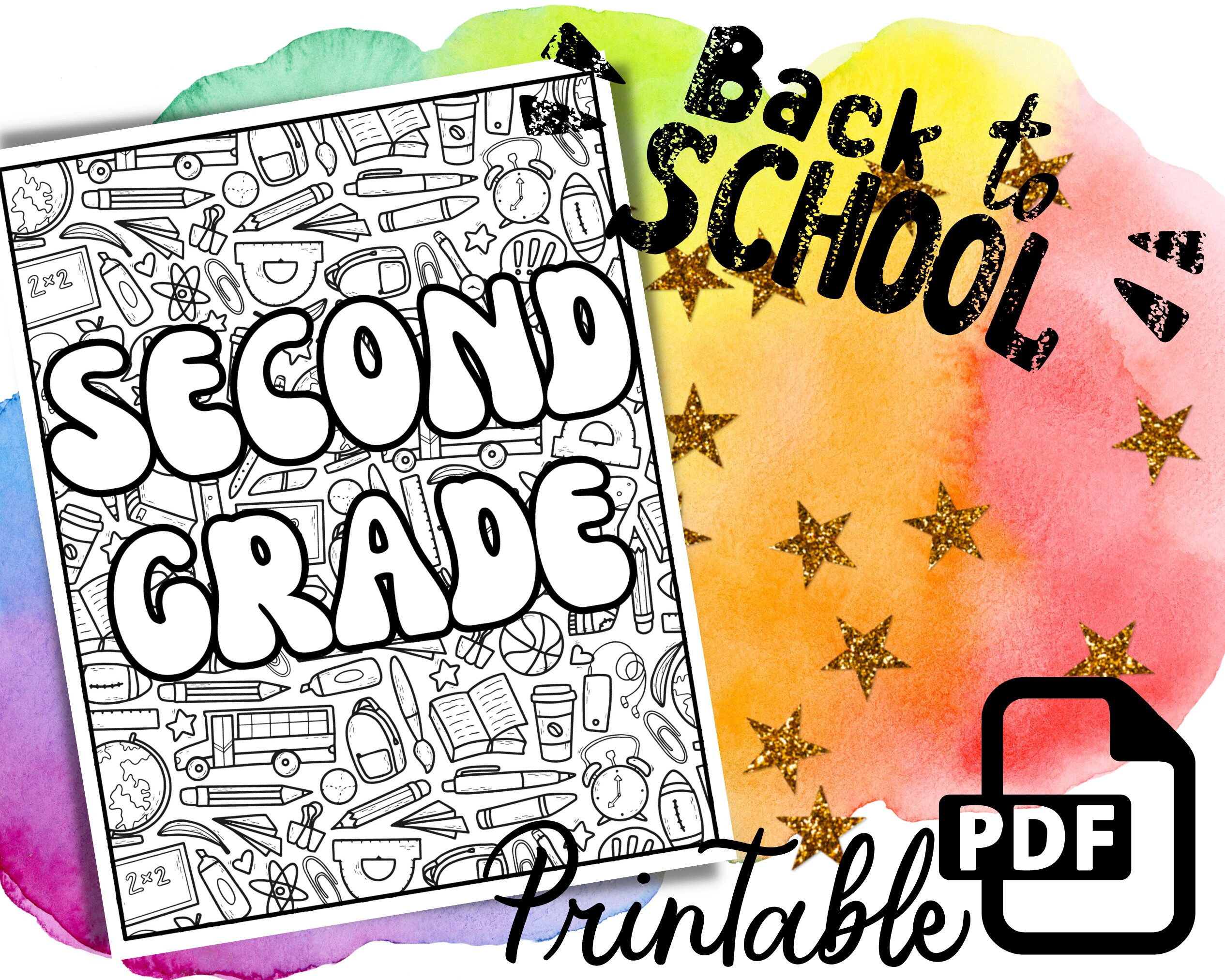 Second Grade Coloring Sheet, Back to School Printable Page, PDF ...