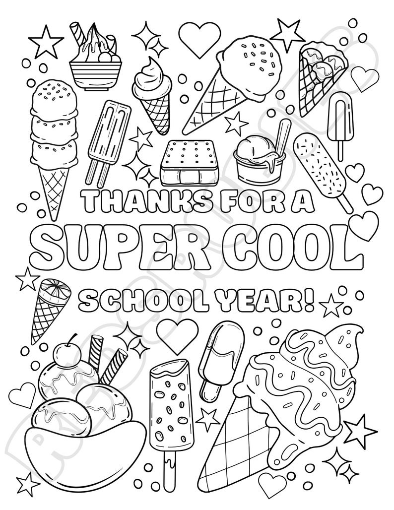 Thanks for A Super Cool School Year Printable Coloring Sheet - Etsy