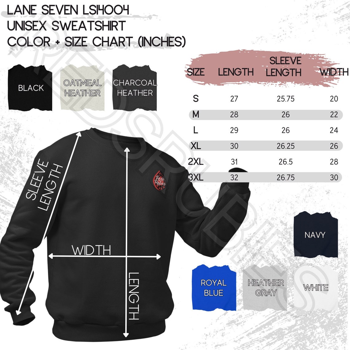 Lane Seven LS14004 Size Color Chart, LS 14004 Sizing and Colors Charts ...