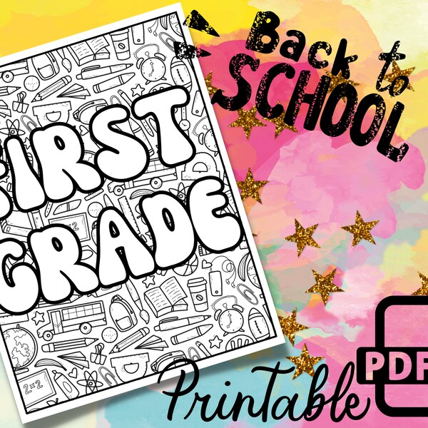 First Grade Coloring Sheets Etsy