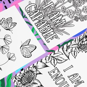 10 Positive Affirmations Coloring Pages, Adult Teen Coloring Sheets ...