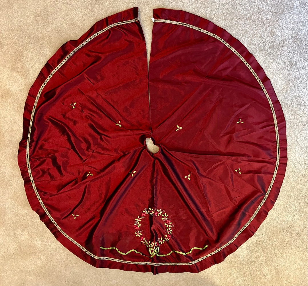 Vintage Red Tree Skirt 80s 90s Christmas Tree Skirts Xmas - Etsy