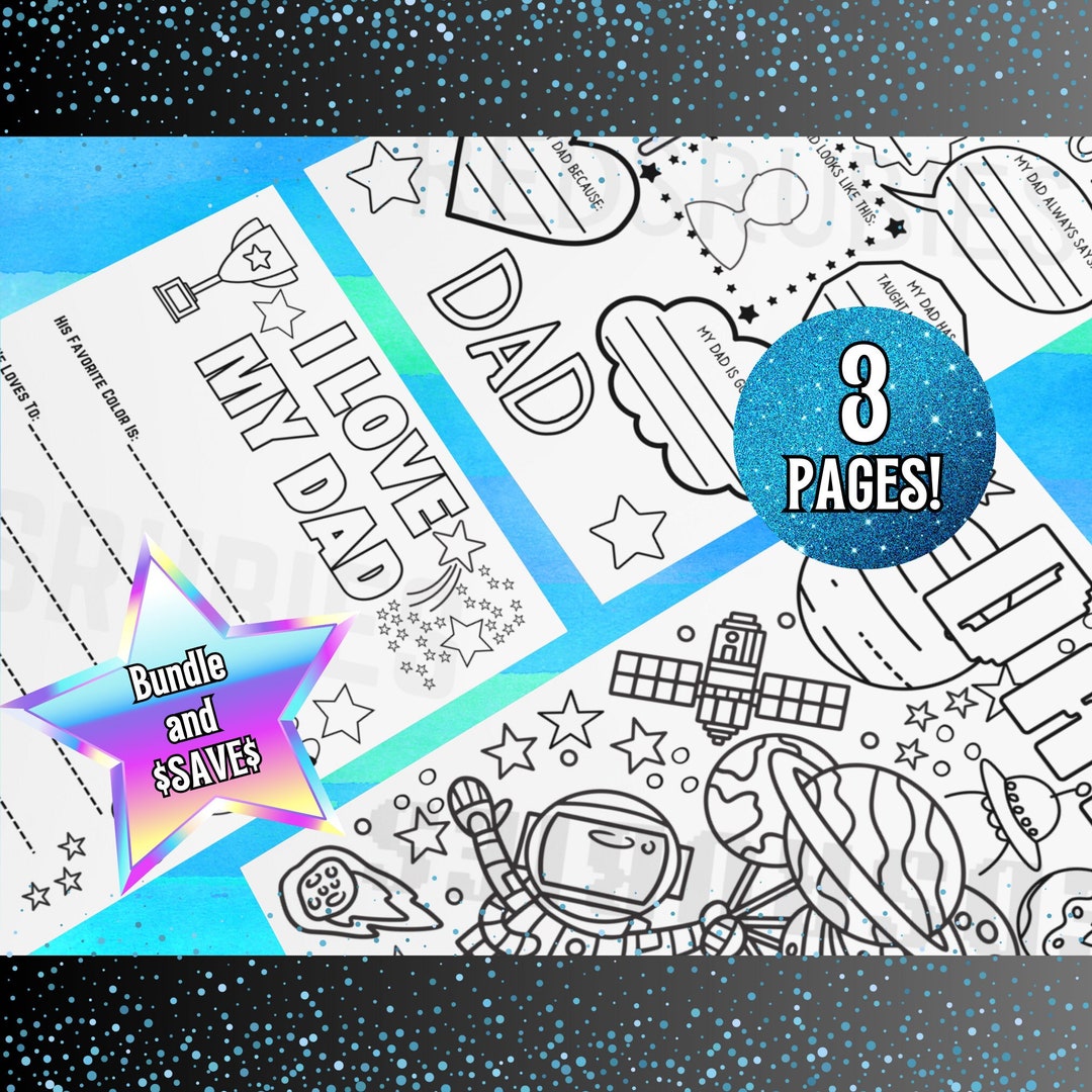 Happy Father's Day Color in Printables Bundle, Craft Coloring Pages ...