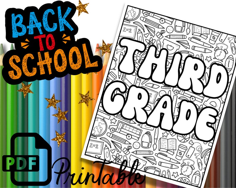 Third Grade Coloring Sheet, Back to School Printable Page, PDF ...