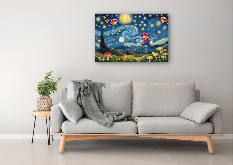 Super Mario Poster Starry Night View Canvas Super Mario Super Mario ...