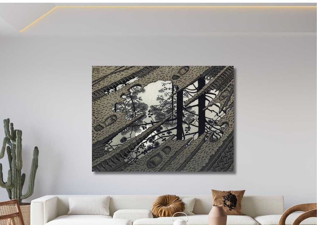 Escher Puddle Wall Art, Escher Wall Art Canvas Print, Maurits Cornelis ...