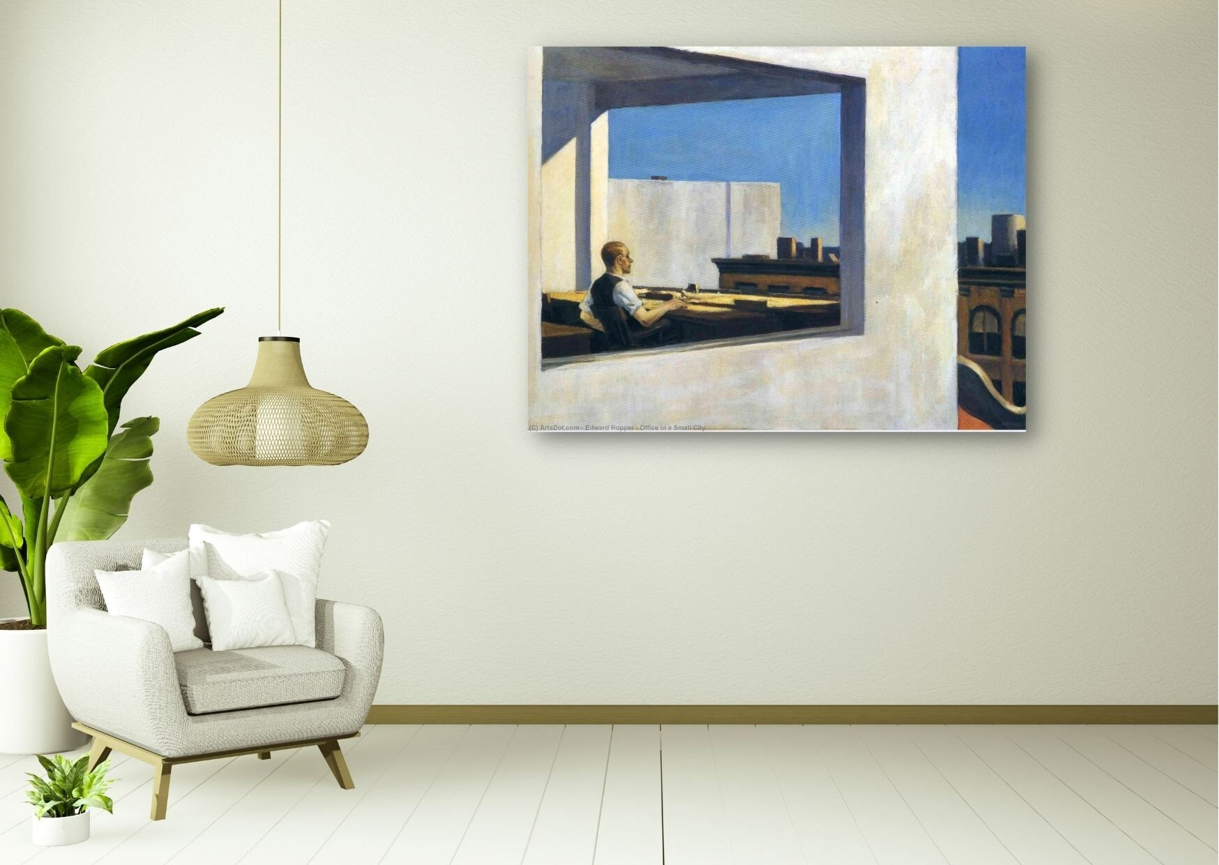 Edward Hopper Office in a Small City, Reproduction Canvas Trendy Wall ...
