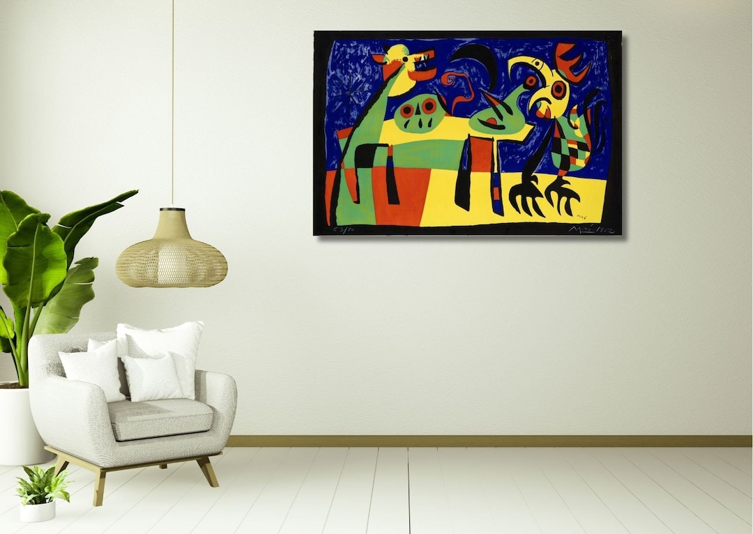 Joan Miro Dog Barking at the Moon Wall Art Poster Canvas Print, Joan ...