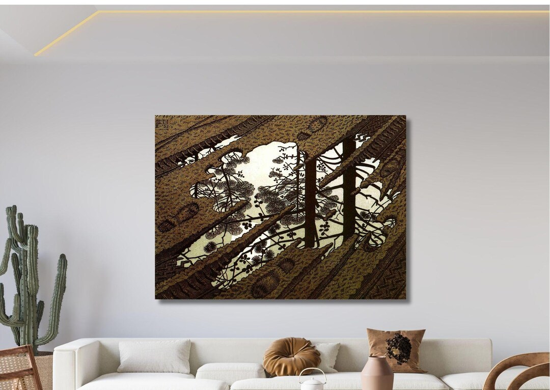 Escher Puddle Wall Art, Escher Wall Art Canvas Print, Maurits Cornelis ...