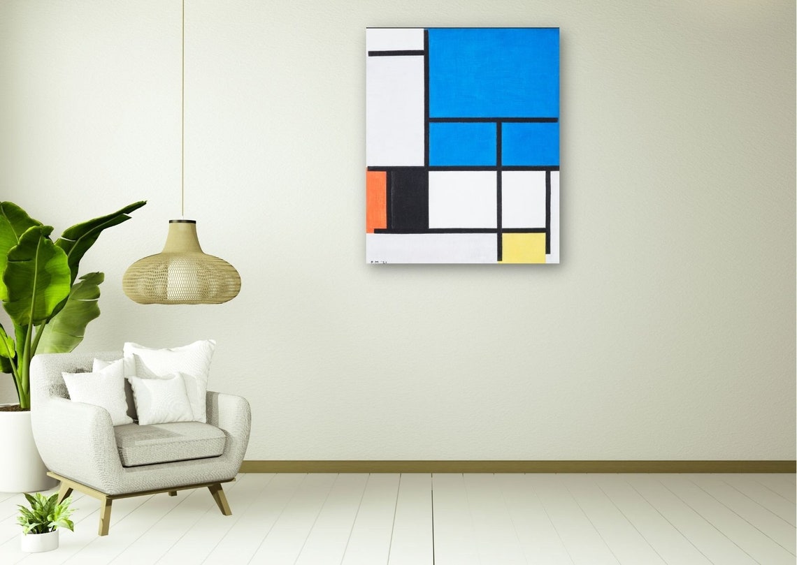 Piet Mondrian COMPOSITION Wall Art Canvas, Piet Mondrian Minimalist Wall Art Poster Canvas Print ...