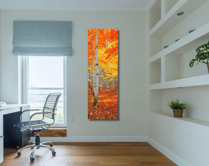 Tall Thin Birch Tree Wall Art, Long Vertical Nature Canvas Print for ...