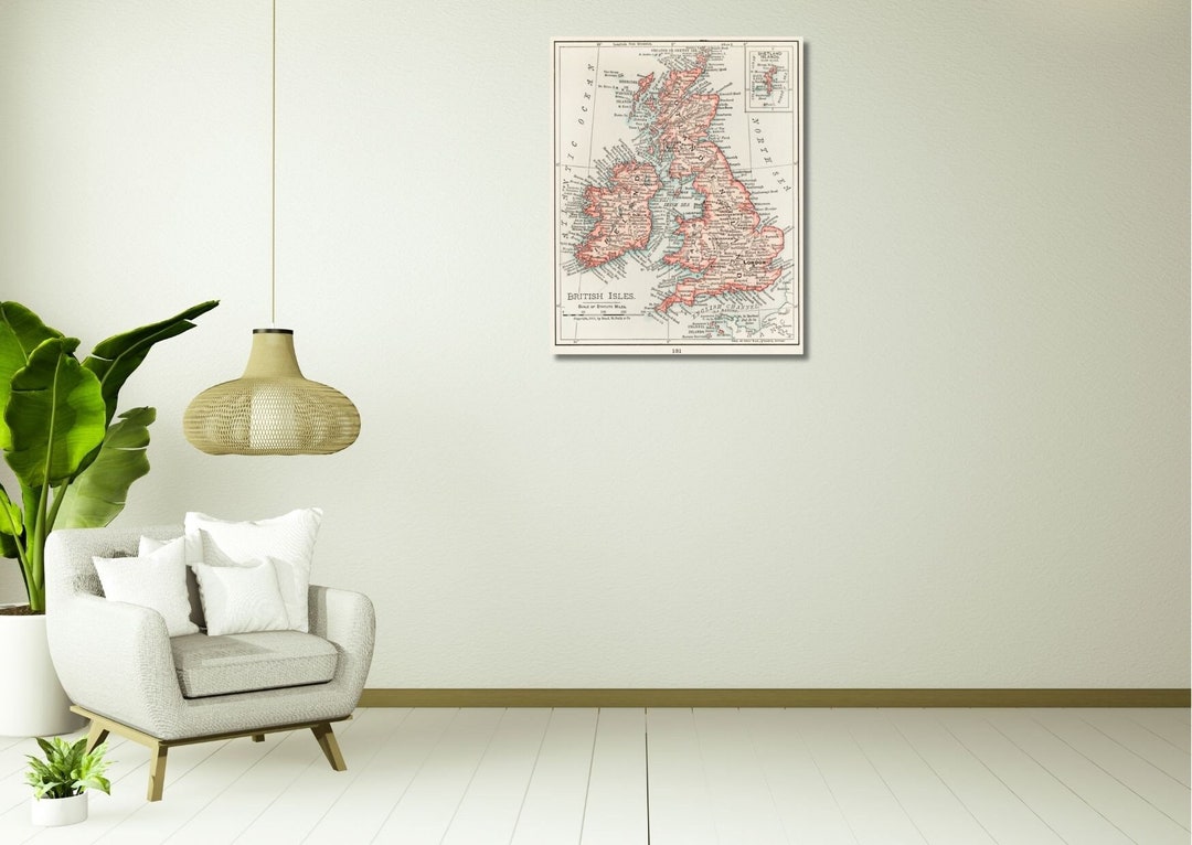 Map of United Kingdom Wall Art, United Kingdom Map Poster Canvas Print ...