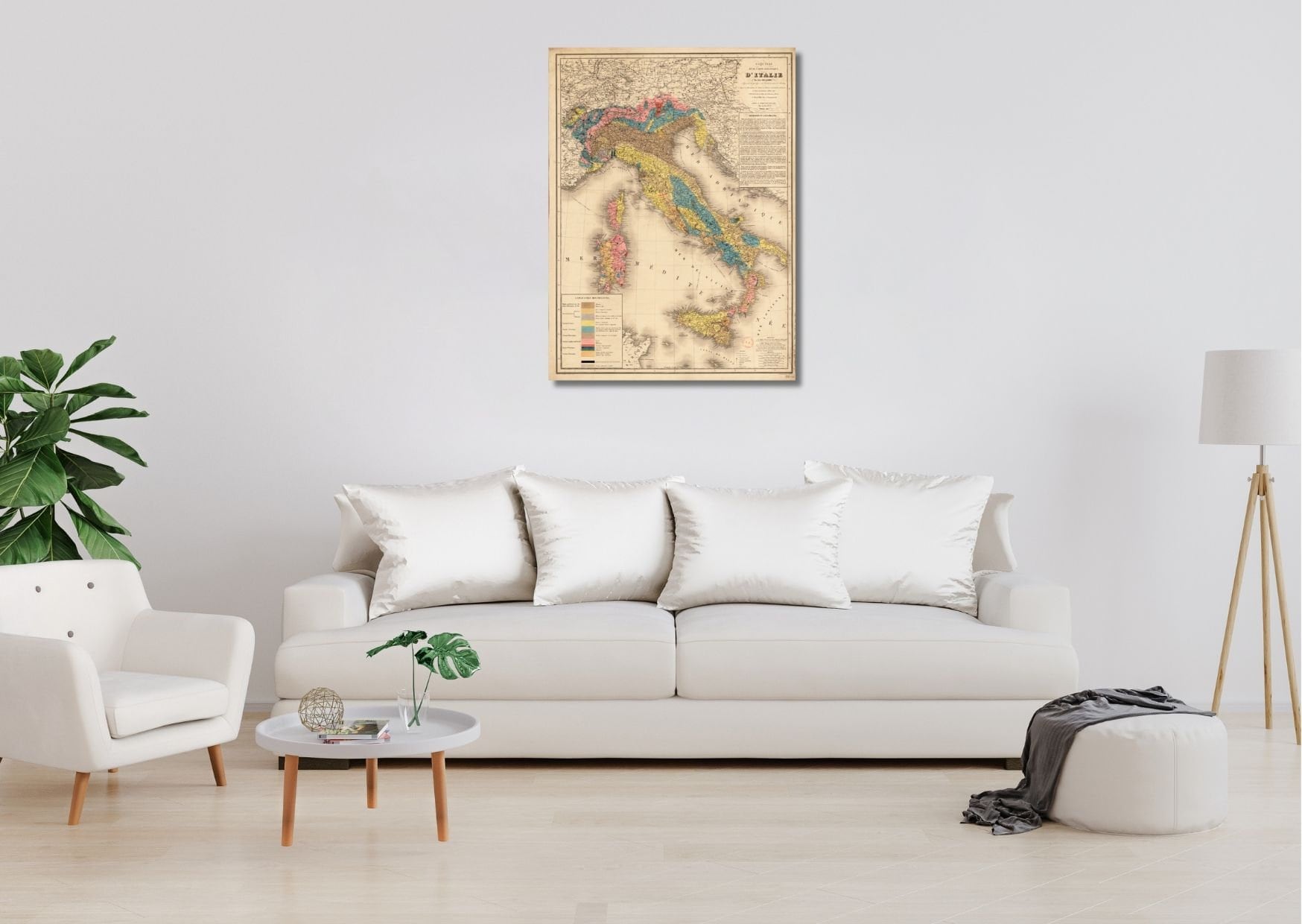 Historic Map Italy Wall Art, Italy Map Canvas Print, Includes Elba ...