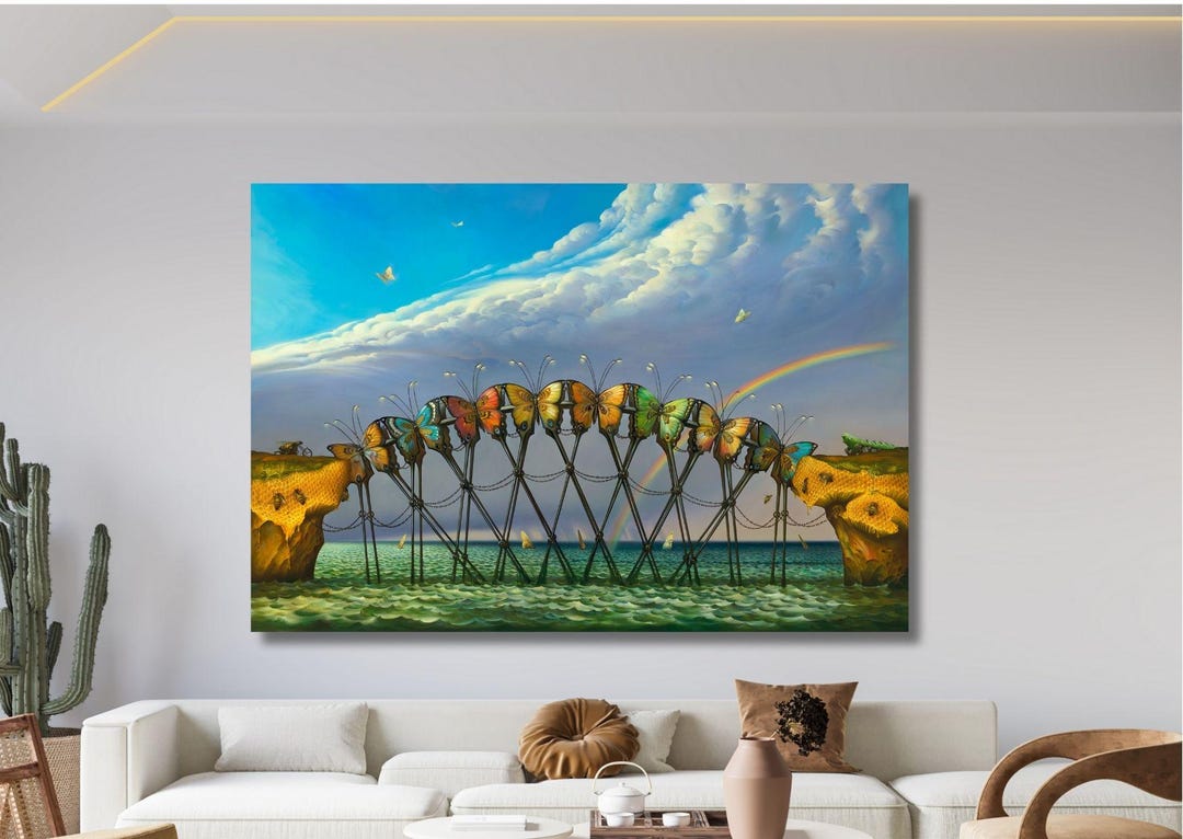 Vladimir Kush Winged Bridge Wall Art Canvas Print - Surrealism Wall ...