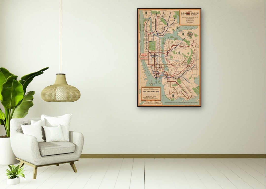 New York City Subway System Map NYC Subway Map Vintage Map Restored ...