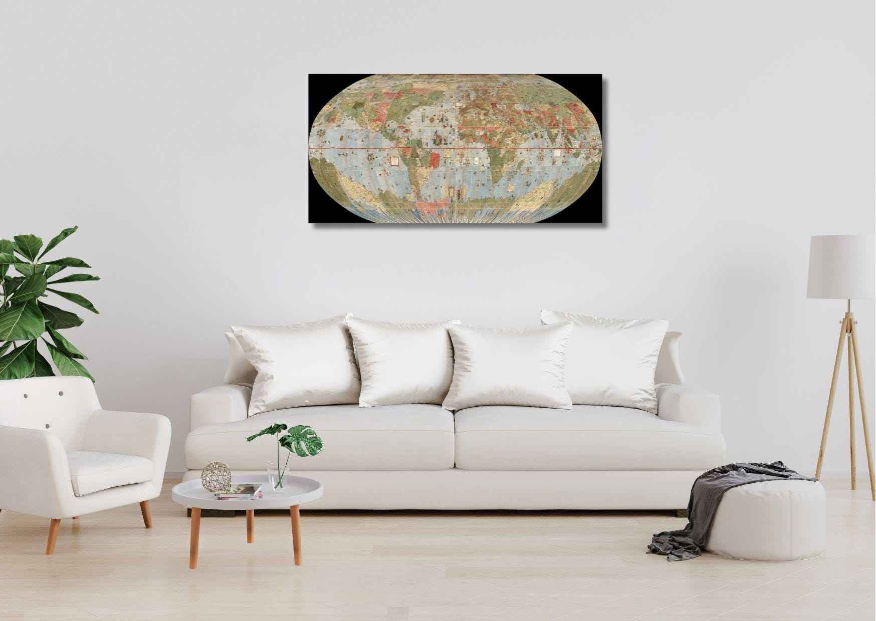 World Map Wall Art Print, World Map Canvas Wall Art, Vintage World Map ...