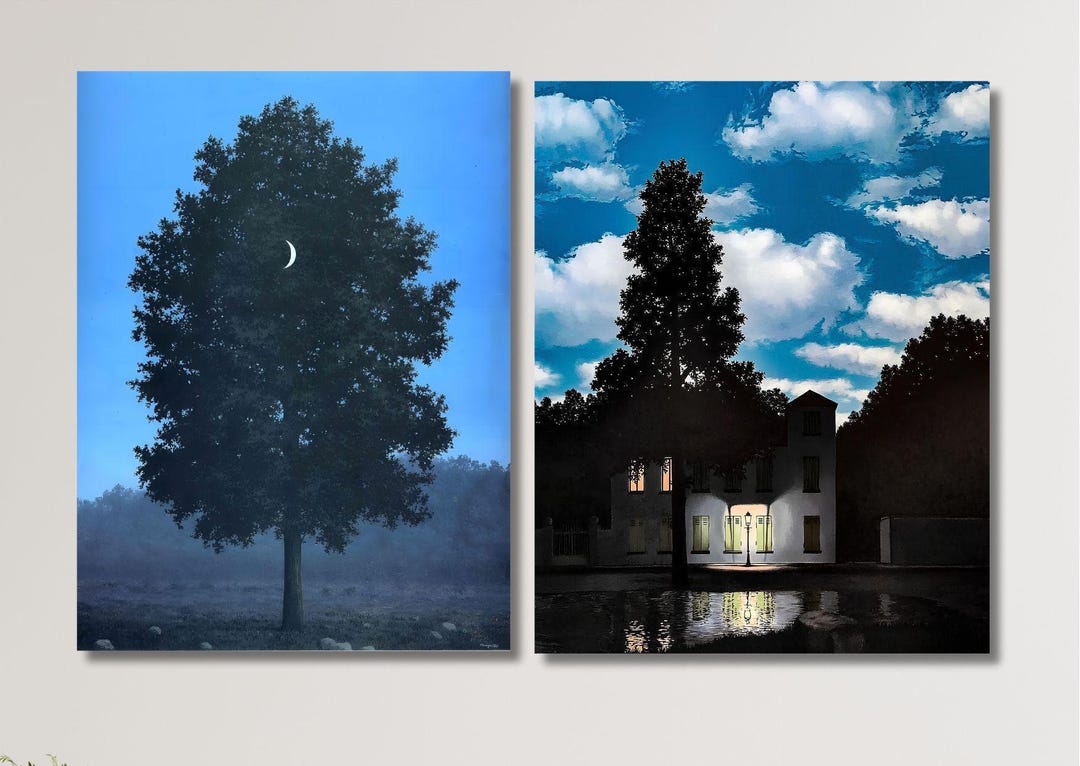 Magritte "16th September" Surrealist Wall Art Canvas Print Set: Home ...