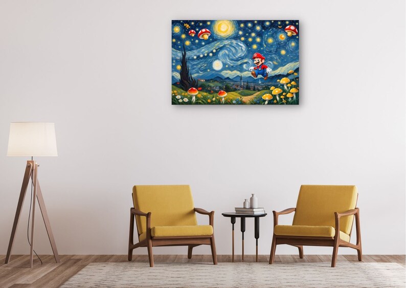 Super Mario Poster Starry Night View Canvas Super Mario Super Mario ...