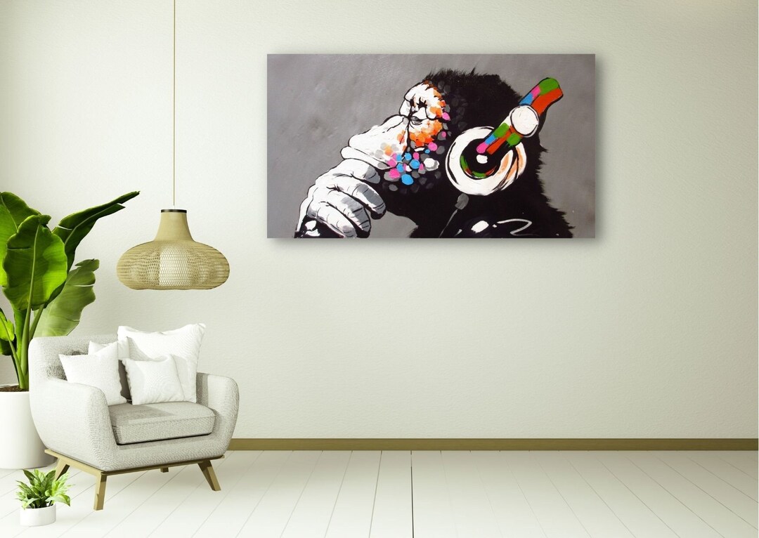Banksy Thinking Monkey, Banksy Wall Art, Banksy Graffiti Wall Art, Banksy Canvas, Banksy Wall ...
