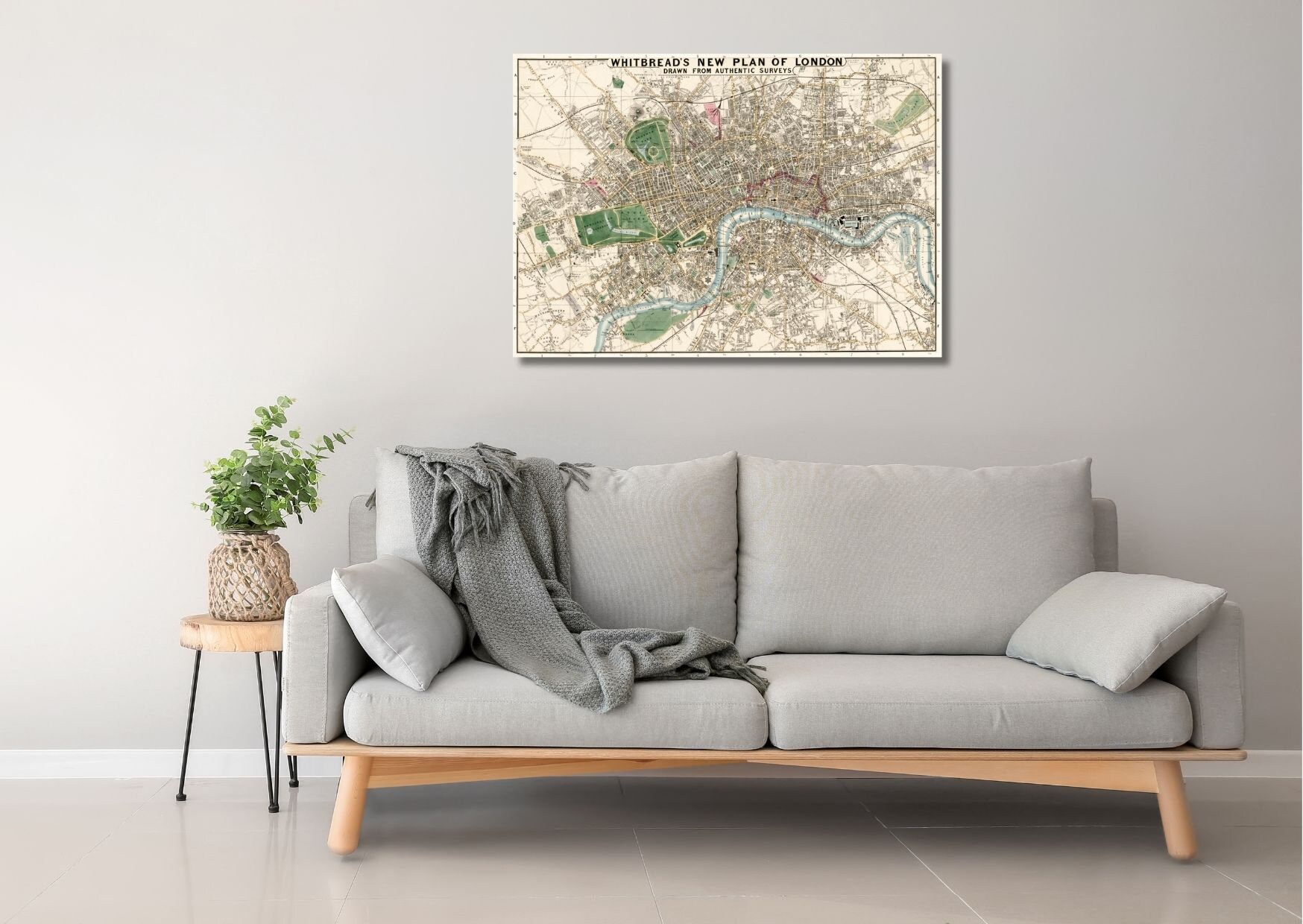 London Map, Whitbread's New Plan of London 1853, London Map Wall Art ...