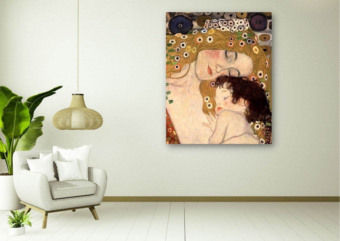 Gustav Klimt Mother and Child, Gustav Klimt Poster, Canvas Wall Art ...