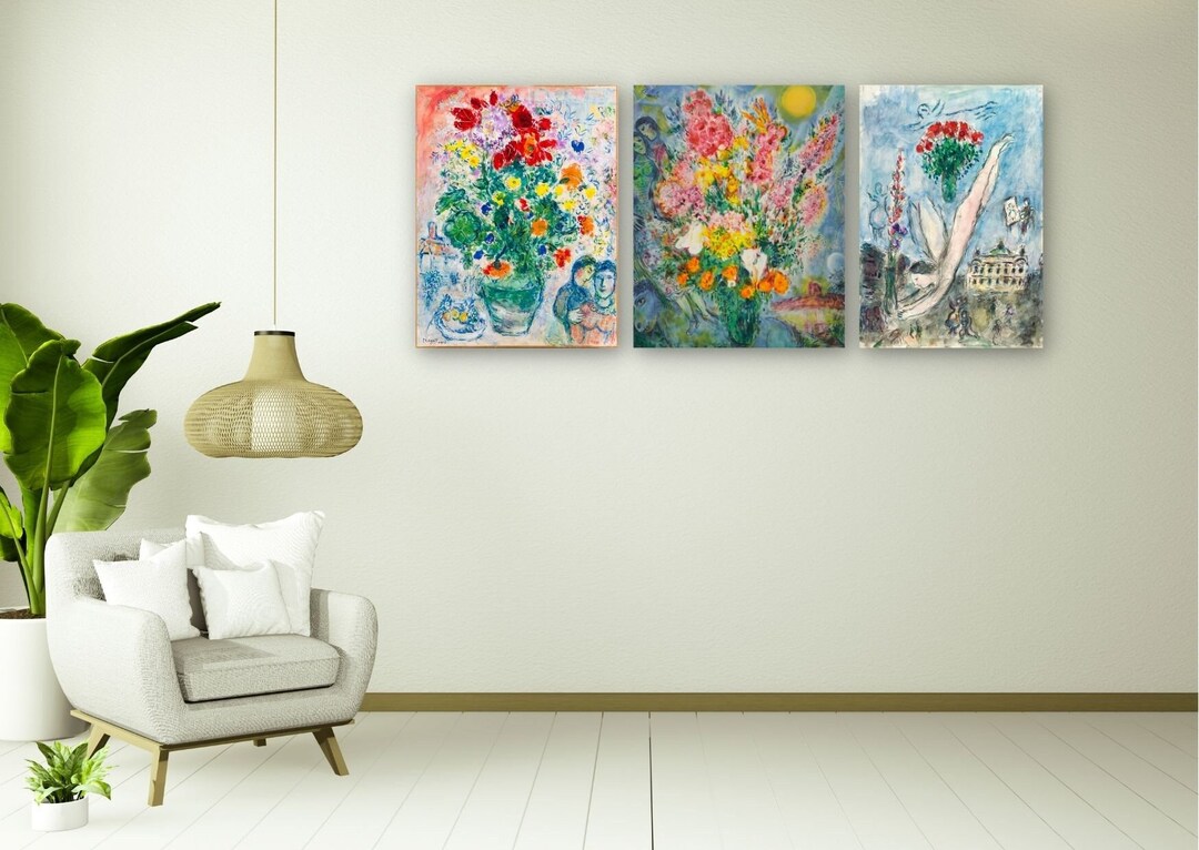 Marc Chagall Set of 3 Print, Marc Chagall Canvas Wall Art, Marc Chagall ...