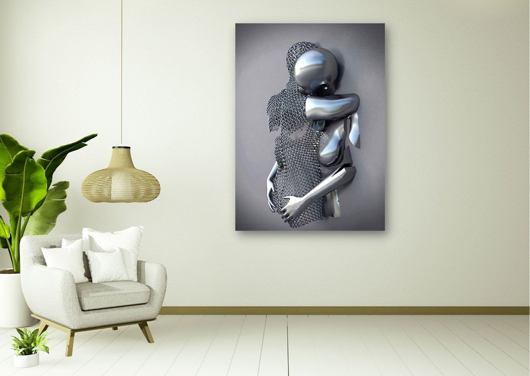 3D Silver Print, Silver Poster, Silver Canvas, Silver Effect Wall Art ...