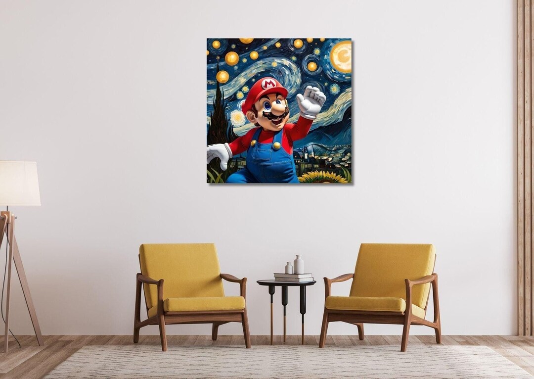 Super Mario Poster Starry Night View Canvas Super Mario Super Mario ...