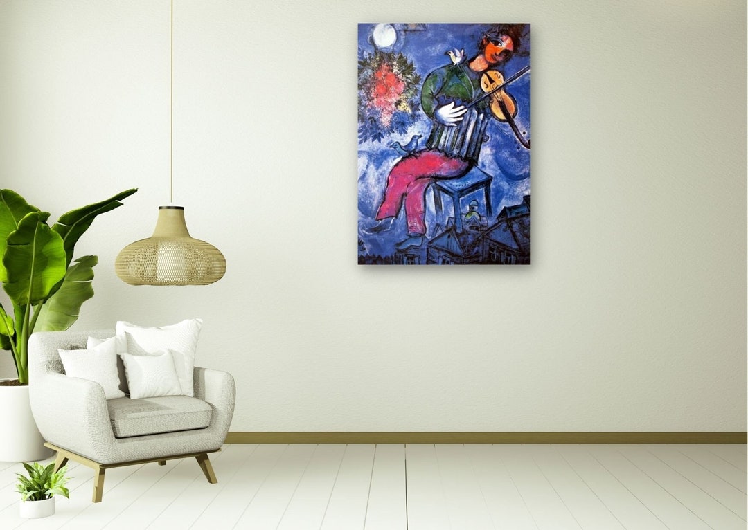 Marc Chagall Der blaue Geiger, Marc Chagall Leinwand Wand Kunst Druck ...