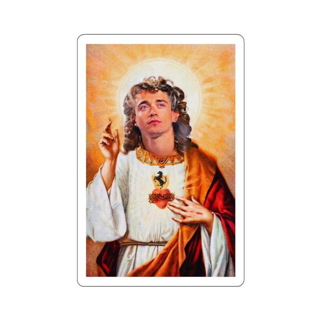 Charles Leclerc Jesus Sticker, Funny Formula 1 Religious Leclerc ...